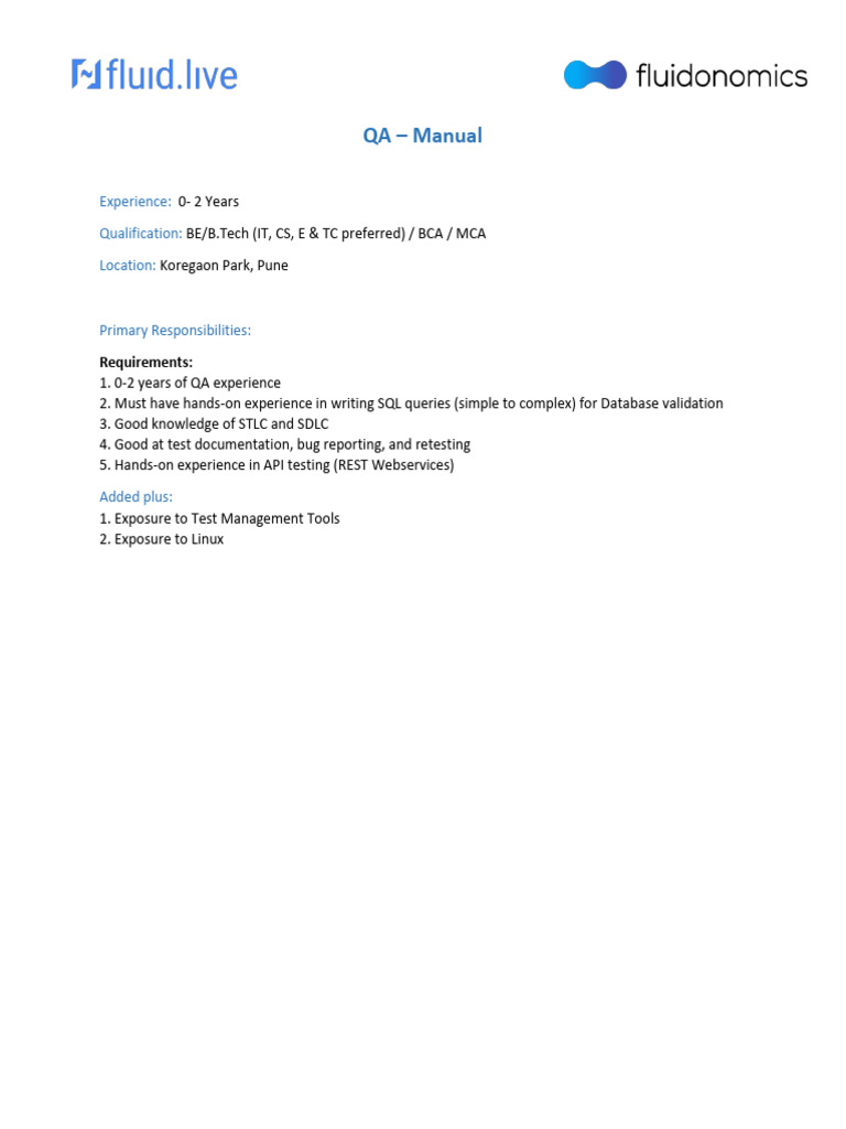 JD - QA Manual | PDF