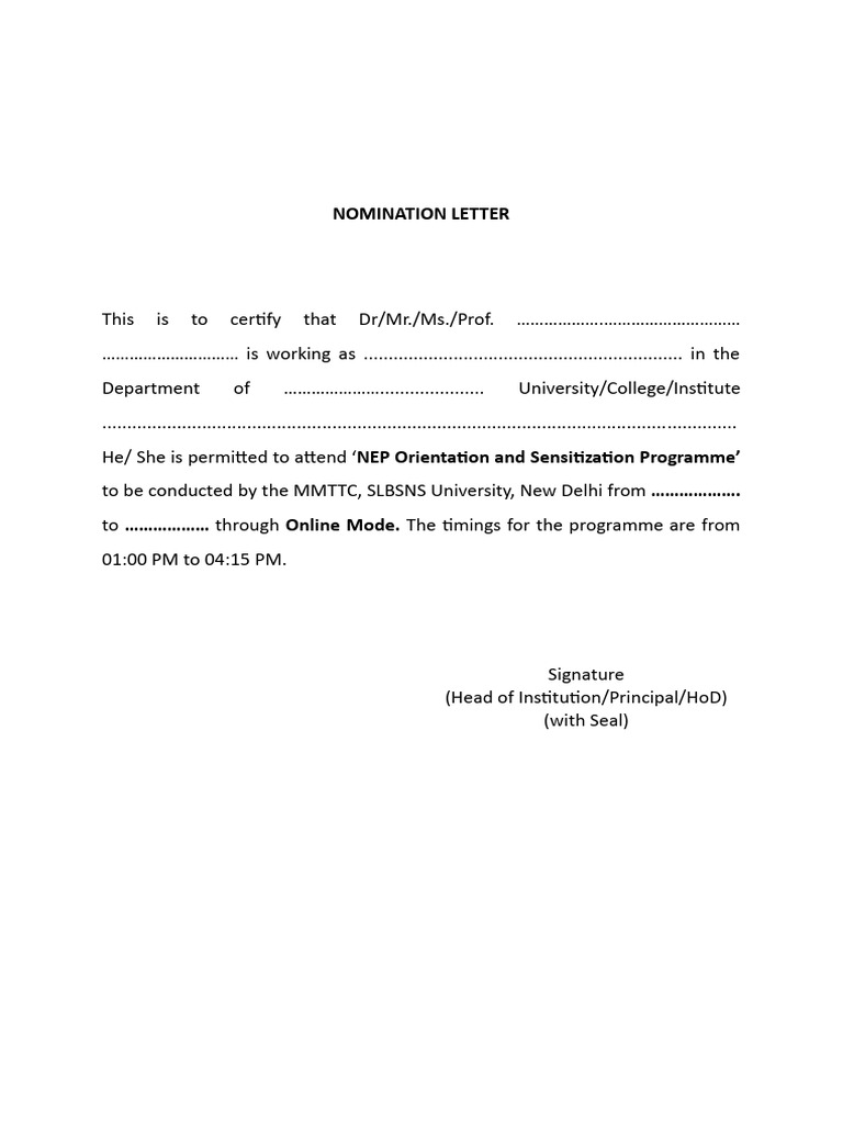 Nomination Letter | PDF