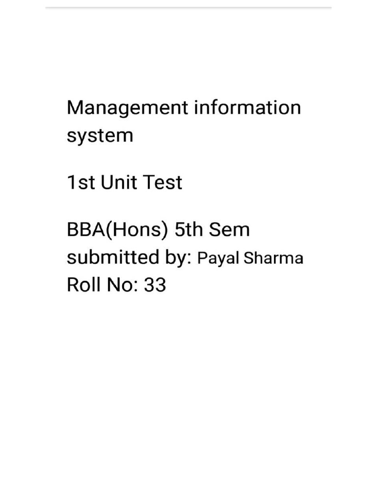 Payal Sharma - MIS Assignment | PDF