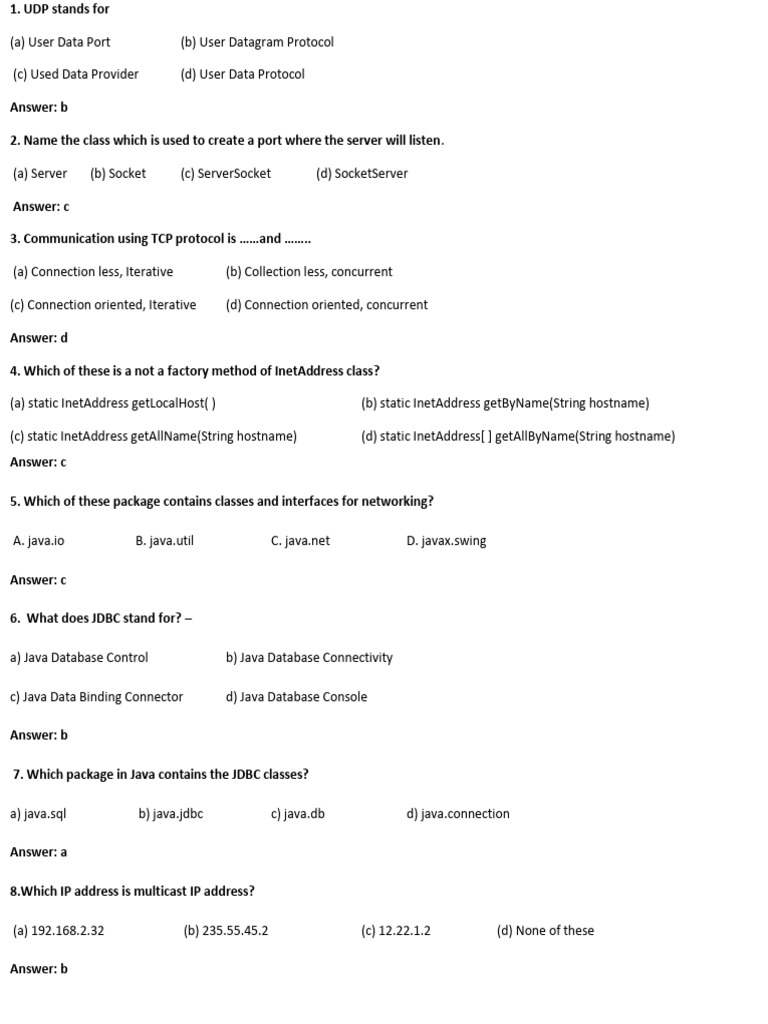 QB CT-2-1 | PDF | Port (Computer Networking) | Network Socket