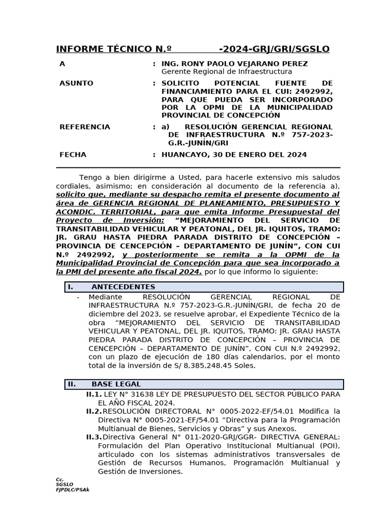 IT - SOLICITO POTENCIAL FUENTE DE FINANCIAMIENTO CORREGIDO Ultimo | PDF | Gobierno | Economias