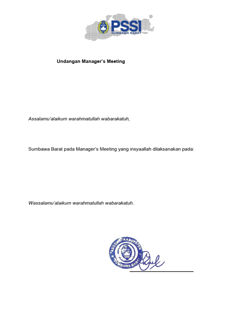 Undangan Manager's Meeting | PDF