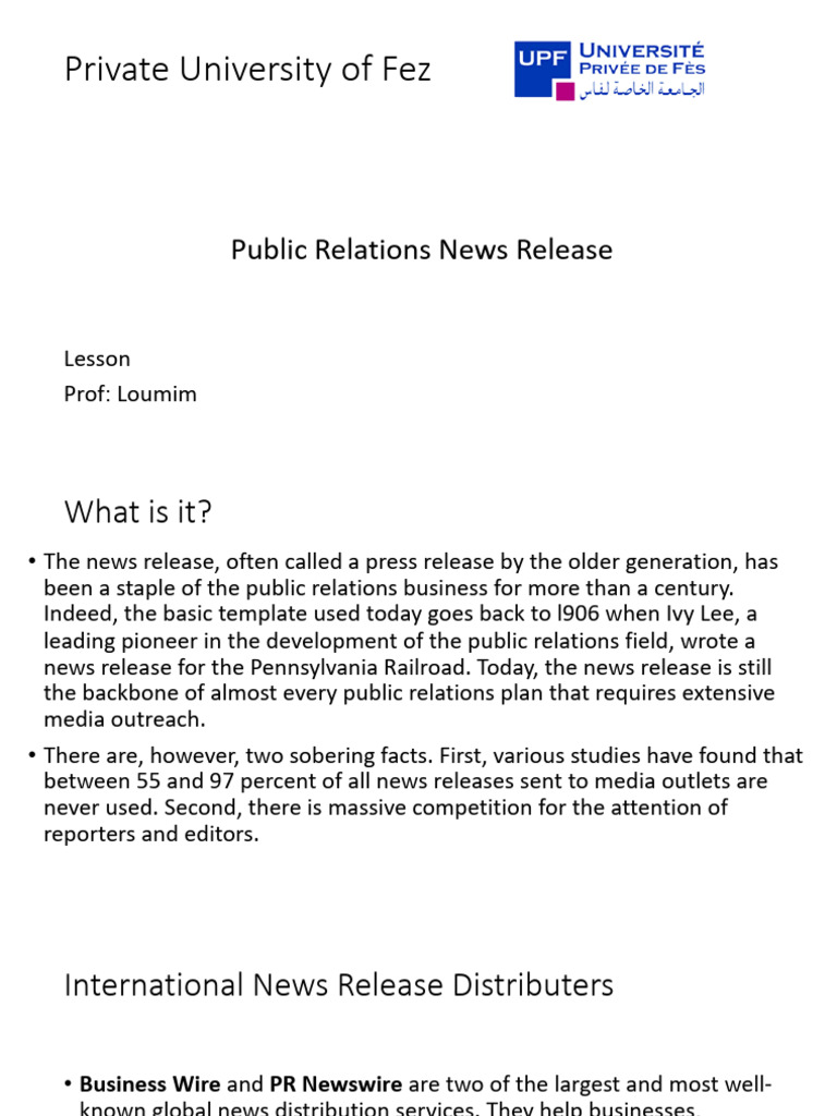 PR News Release | PDF | Press Release | News