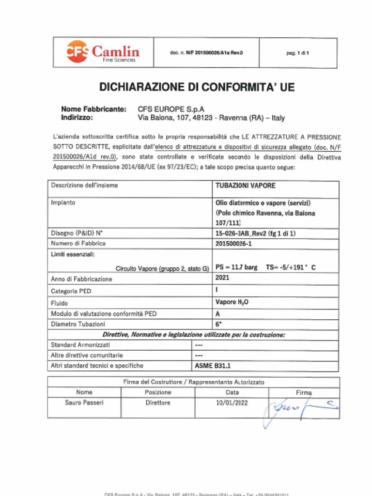 201500026a1a Rev0 Dichiarazione Conformità UE Vapore | PDF