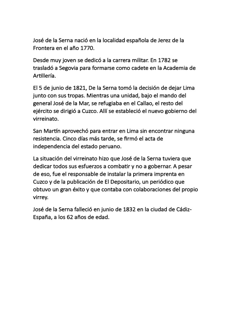 Jose de La Serna | PDF | Historia