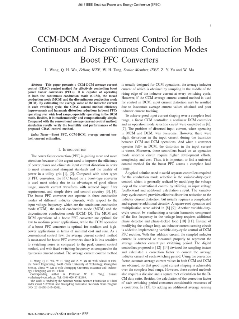 CCM-DCM Control for Boost PFC Converters | PDF | Inductor | Electronic ...