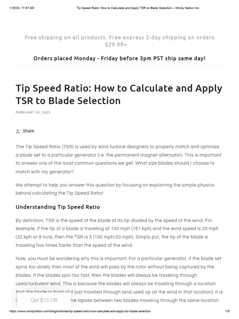 Tip Speed Ratio - How To Calculate and Apply TSR To Blade Selection ...