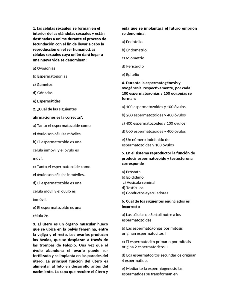 Pegunta de Aparato Reproductor | PDF | Sistema reproductivo | Vagina