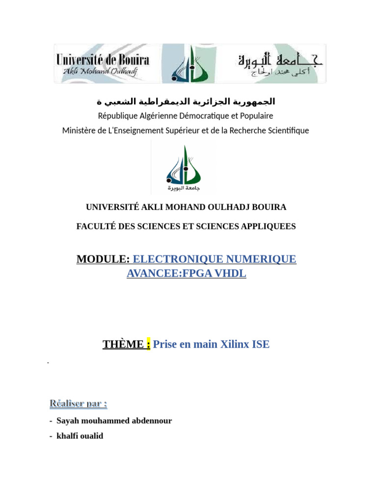 Prise en main de Xilinx ISE pour FPGA | PDF | VHDL | Programmation ...