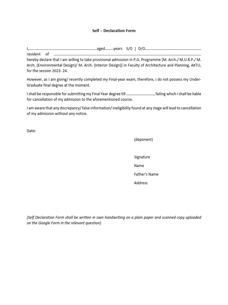 Self Declaration | PDF