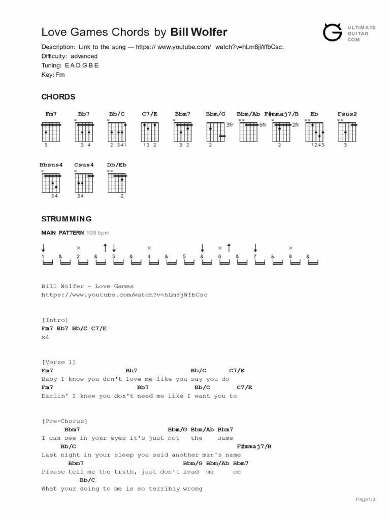 Bill Wolfer - Love Games 84 Soul-Funk Tab | PDF