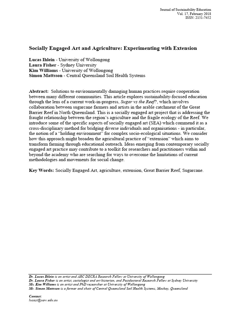 Socially Engaged Art and Agriculture Exp | PDF | Agriculture | Science