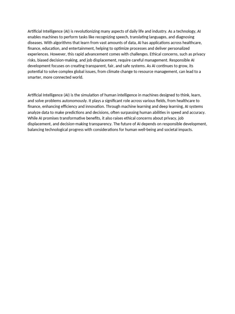 AI's Impact and Ethical Challenges | PDF