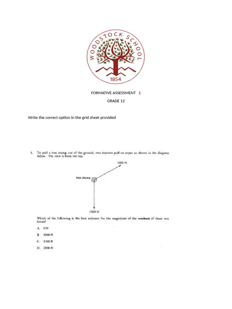 Formative Assessment 1-GR12-1 | PDF