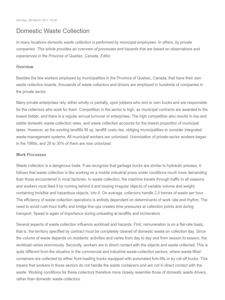 Domestic Waste Collection | PDF | Waste | Truck