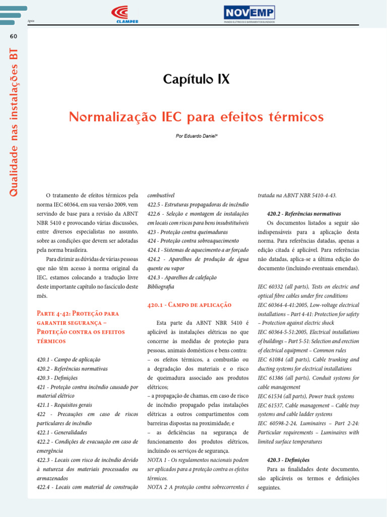 Xed 116 Fasciculo Cap IX Qualidade Nas Instalacoes BT | PDF | Calor | Incêndios
