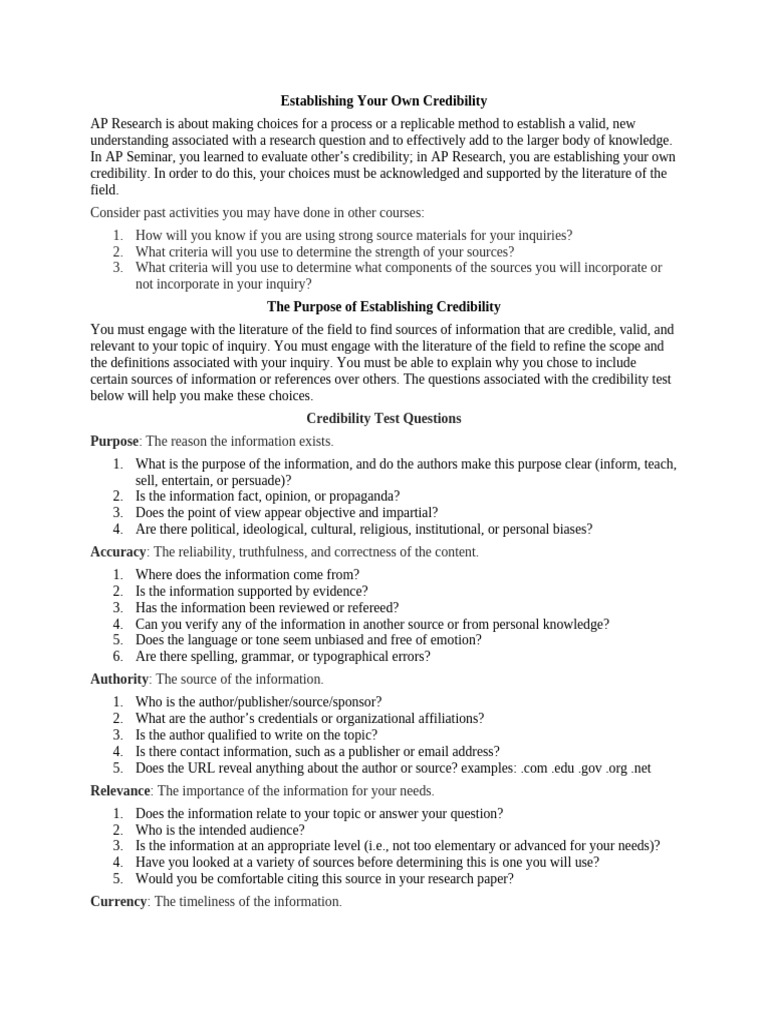 PAARC+Step+Handout | PDF | Credibility | Inquiry