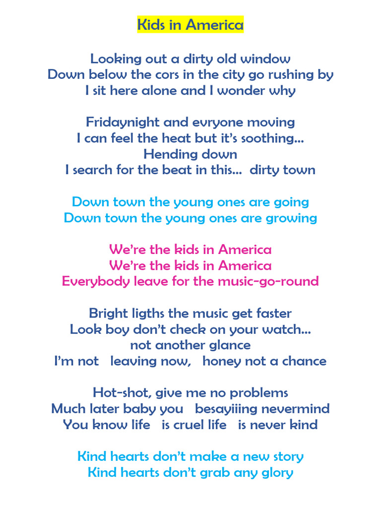 Kids in America | PDF | Poetry
