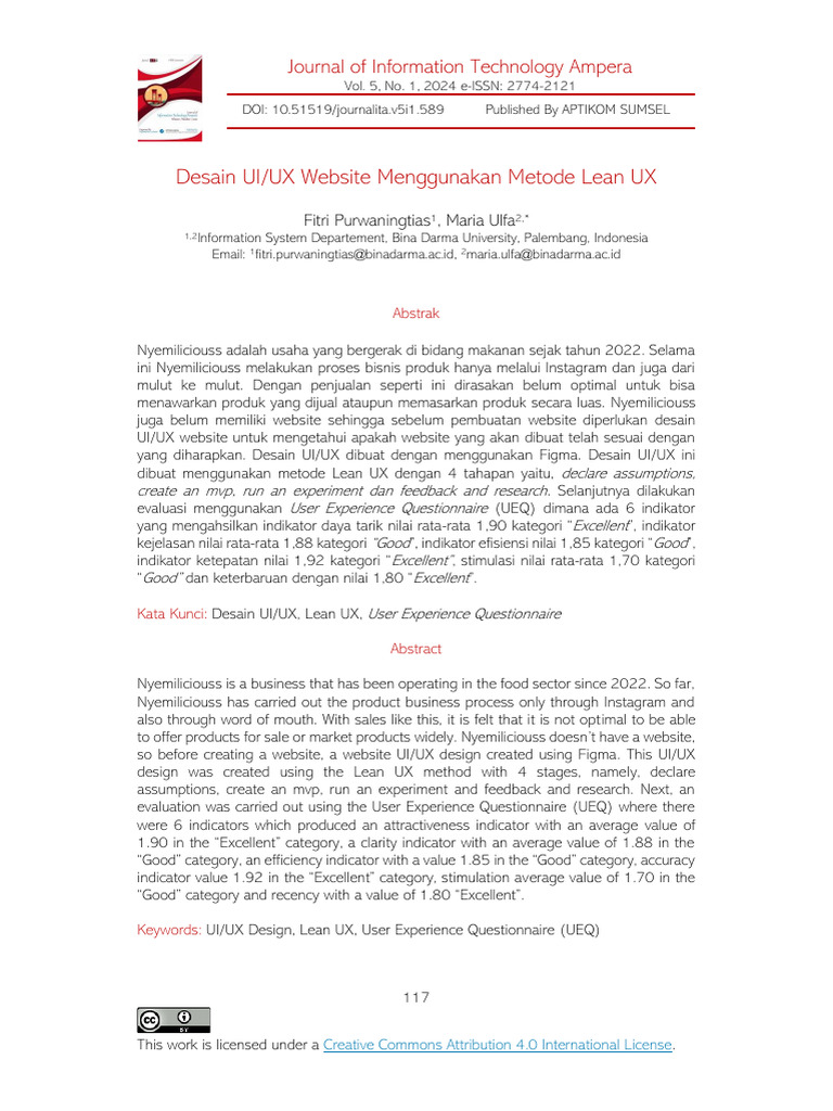 Desain UIUX Website Menggunakan Metode Lean UX | PDF