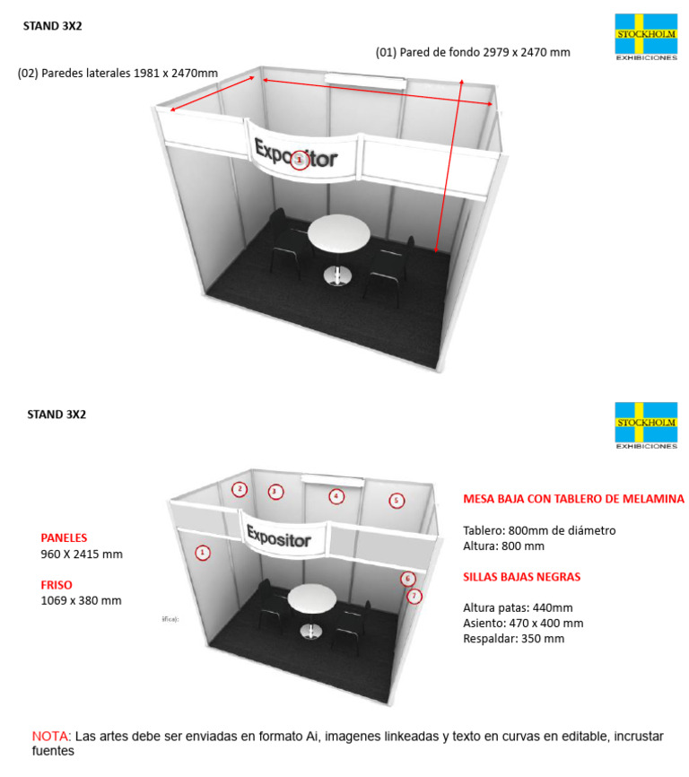 Medidas Stand 3x2 y Componentes | PDF