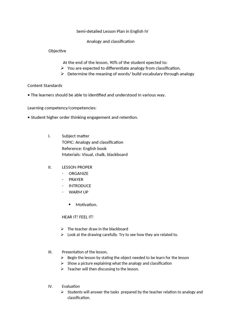 lesson plan in english | PDF | Lesson Plan | Teachers