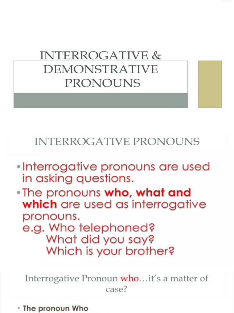 Interrogative, Demonstrative, and Indefinite Pronouns-1 | PDF
