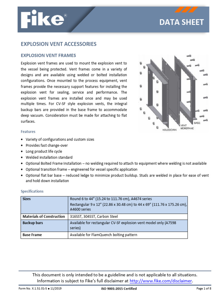 Data Sheet: Explosion Vent Accessories | PDF | Screw | Nut (Hardware)