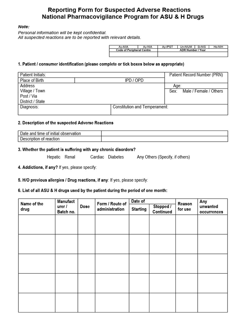 Nis Pharmacovigilance Reporting Form Dec 2023 | PDF | Adverse Effect | Pharmacovigilance