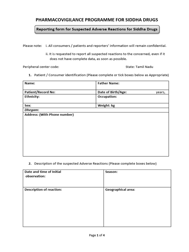 Pharmacovigilance ADR Report SCRI CCRS | PDF | Pharmacovigilance ...