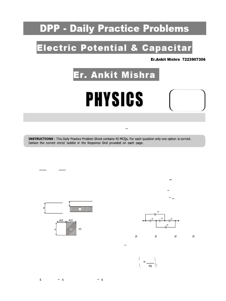 CAPACITOR DPP JEE NEET Er - Ankit Mishra | PDF | Capacitor | Capacitance