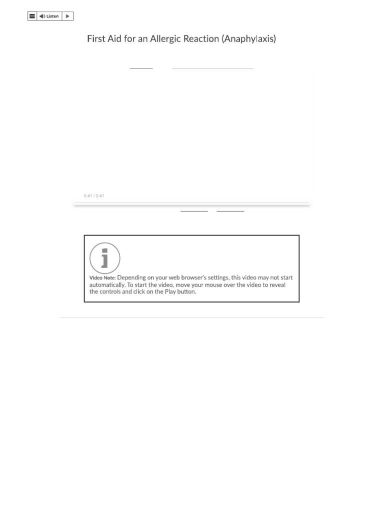 5.13 First Aid for an Allergic Reaction | PDF