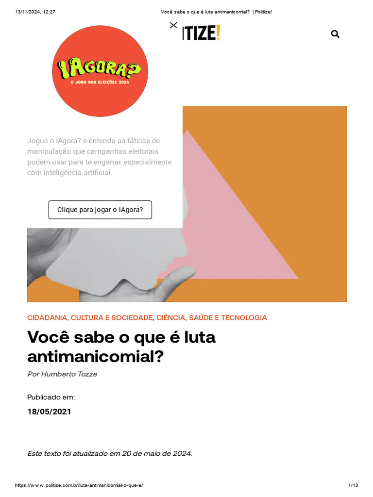 Você Sabe o Que É Luta Antimanicomial - Politize! | PDF | Psiquiatria | Saúde mental