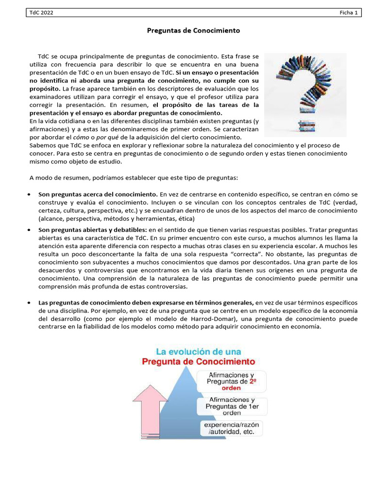 Preguntas de Conocimiento | PDF | Conocimiento | Ensayos