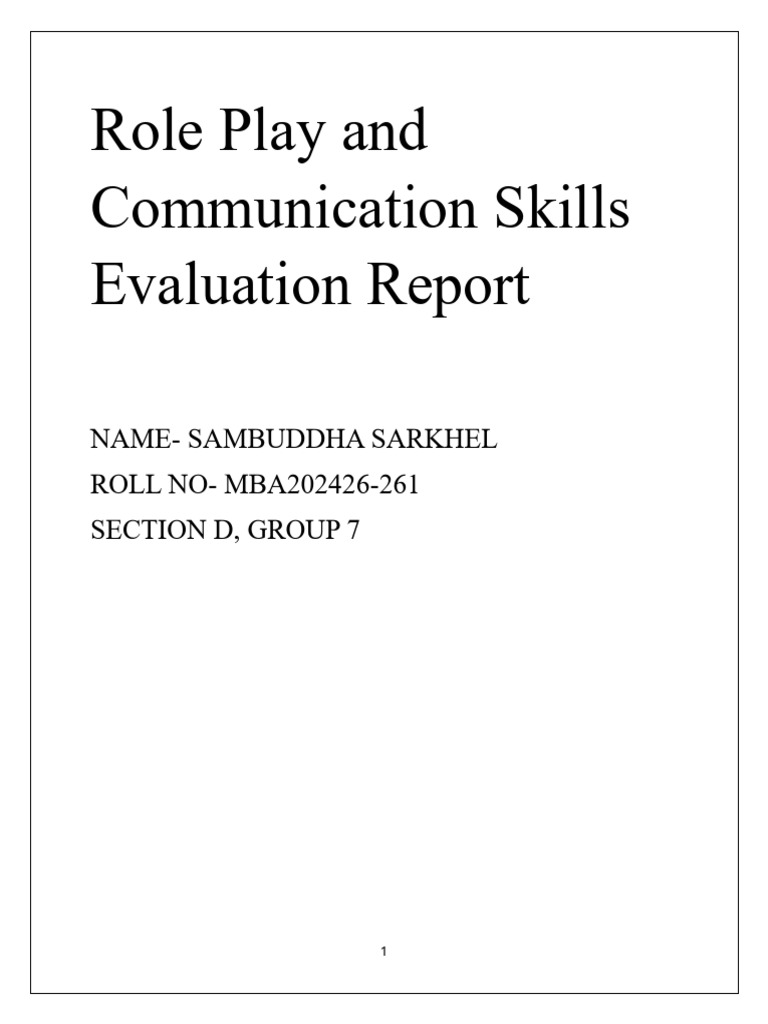 Role Play Report - Merged | PDF | Communication | Body Language