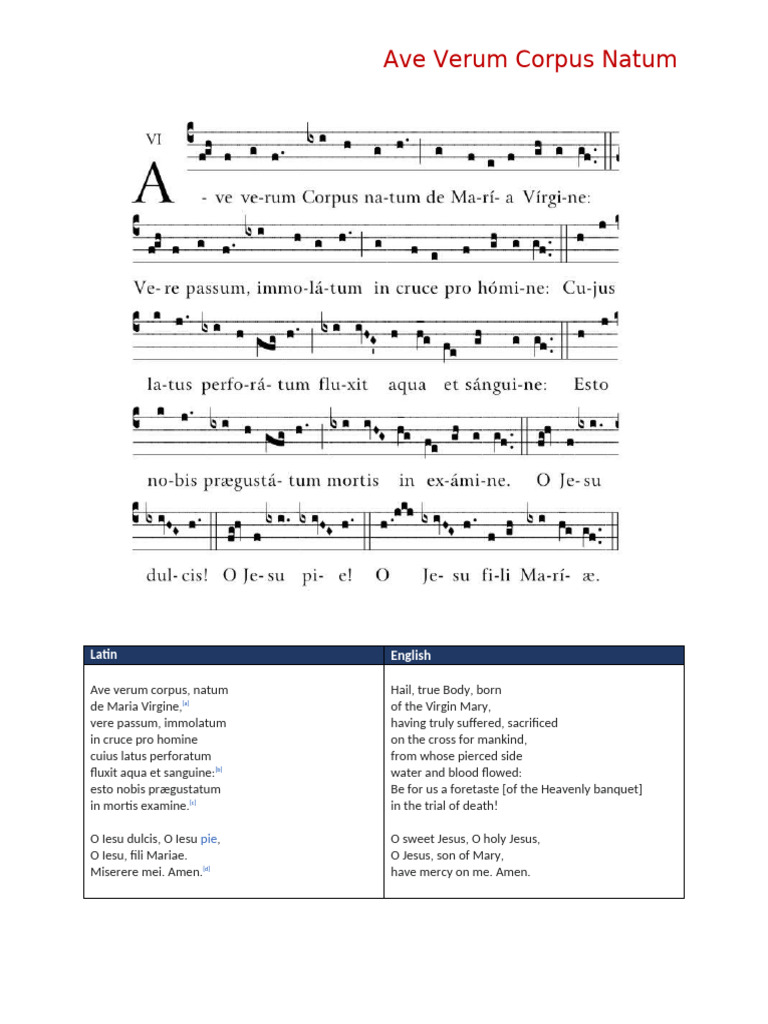 Ave Verum Natum | PDF