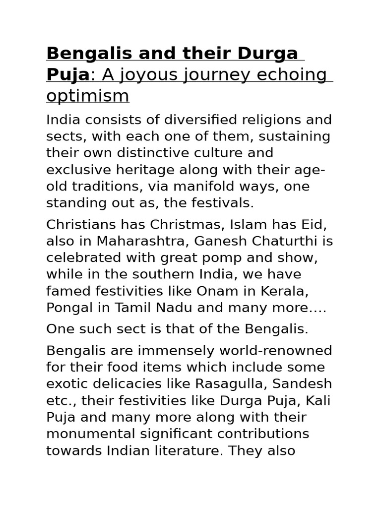Bengalis and Their Durga Puja | PDF | Hindu Worship | Hindu Mythology