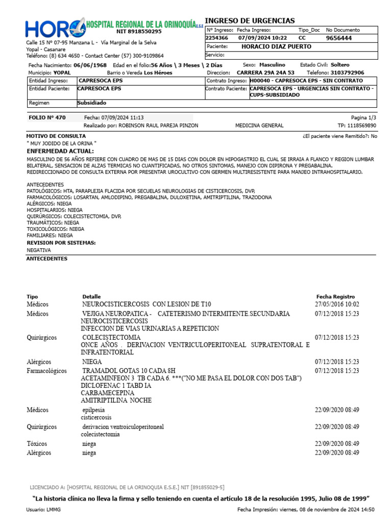 HC Horacio Diaz | PDF | Cuidado de la salud | Enfermedades y trastornos