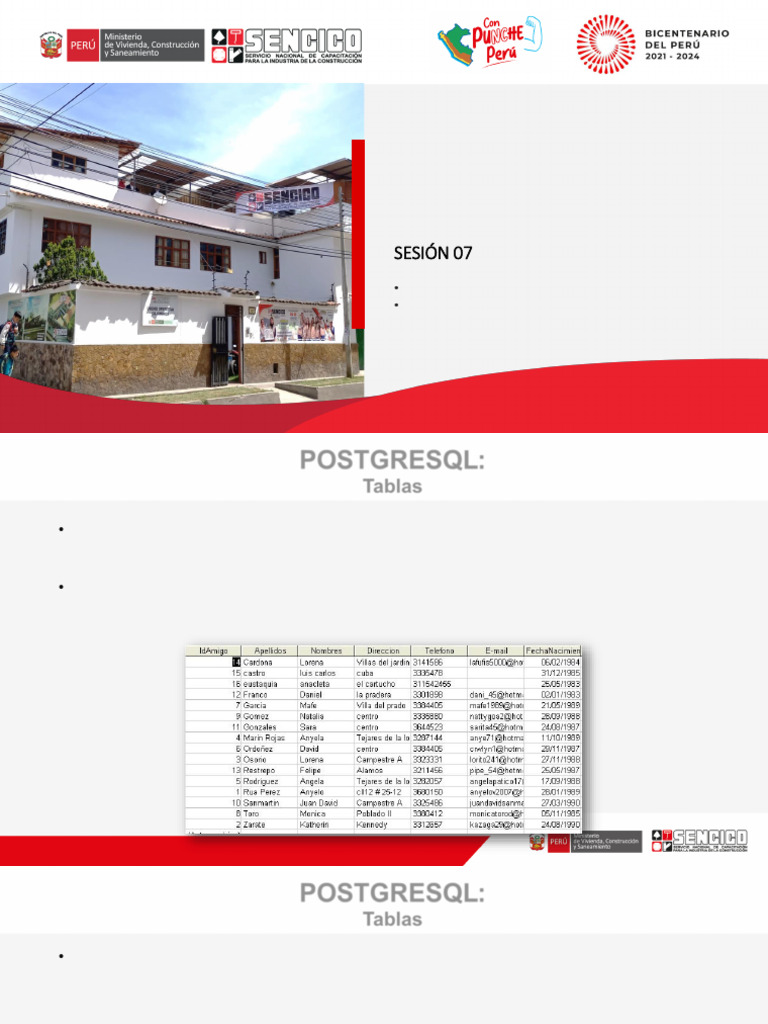 S07 - Tipos de Datos y Tablas | PDF | Bases de datos | Postgre Sql