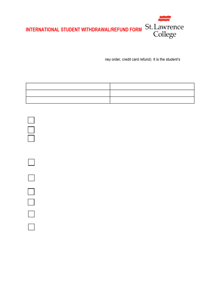 International Student Withdrawal Refund Form | PDF | Banks | Money