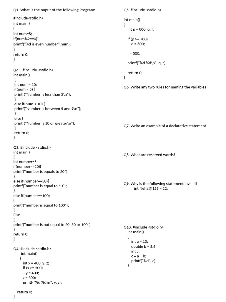 C Viva For Backlog 2024 | PDF | Computers