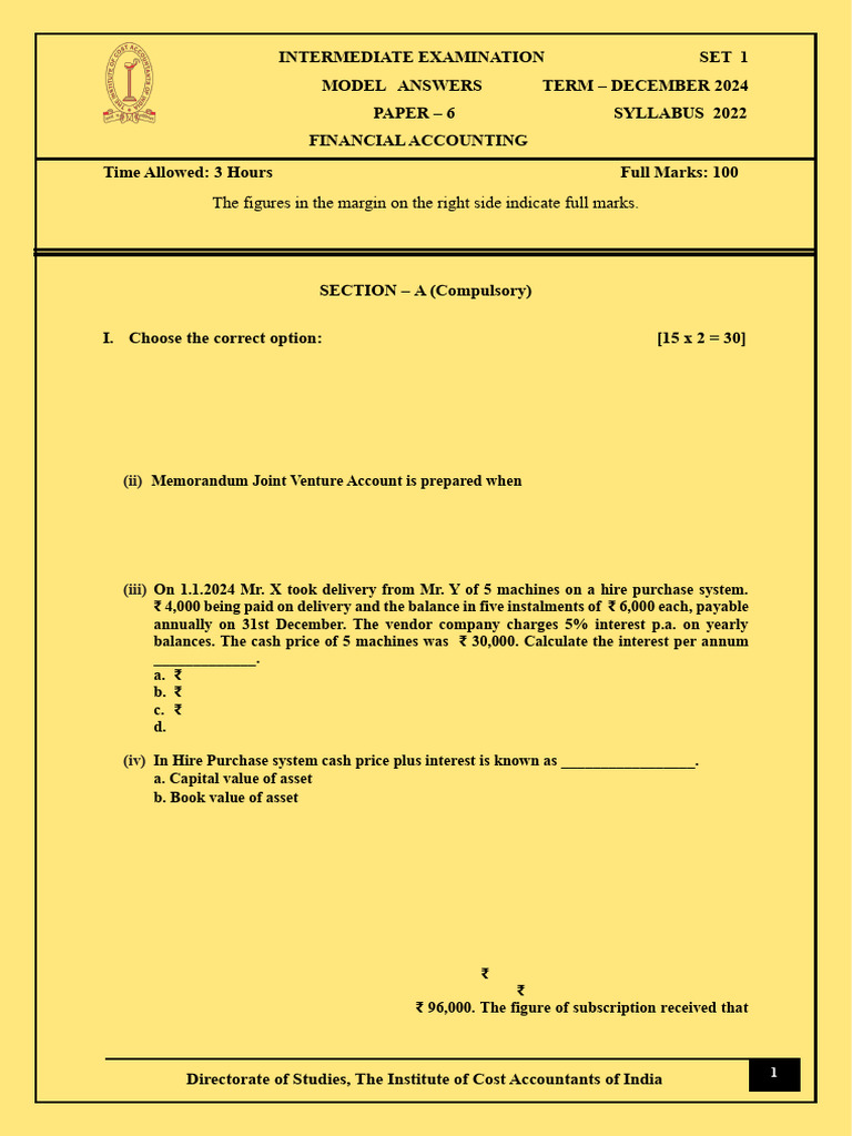 A_MQP_Paper6_Set1_Dec24 | PDF | Debits And Credits | Depreciation