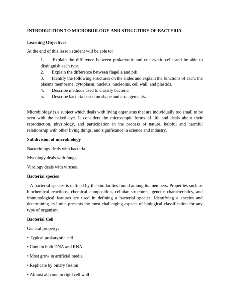 Lec 1 Introduction and Bacteria Structures | PDF | Bacteria | Cell ...