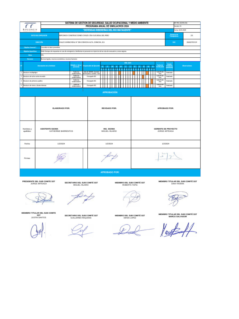 Programa de Simulacro 2024 | PDF