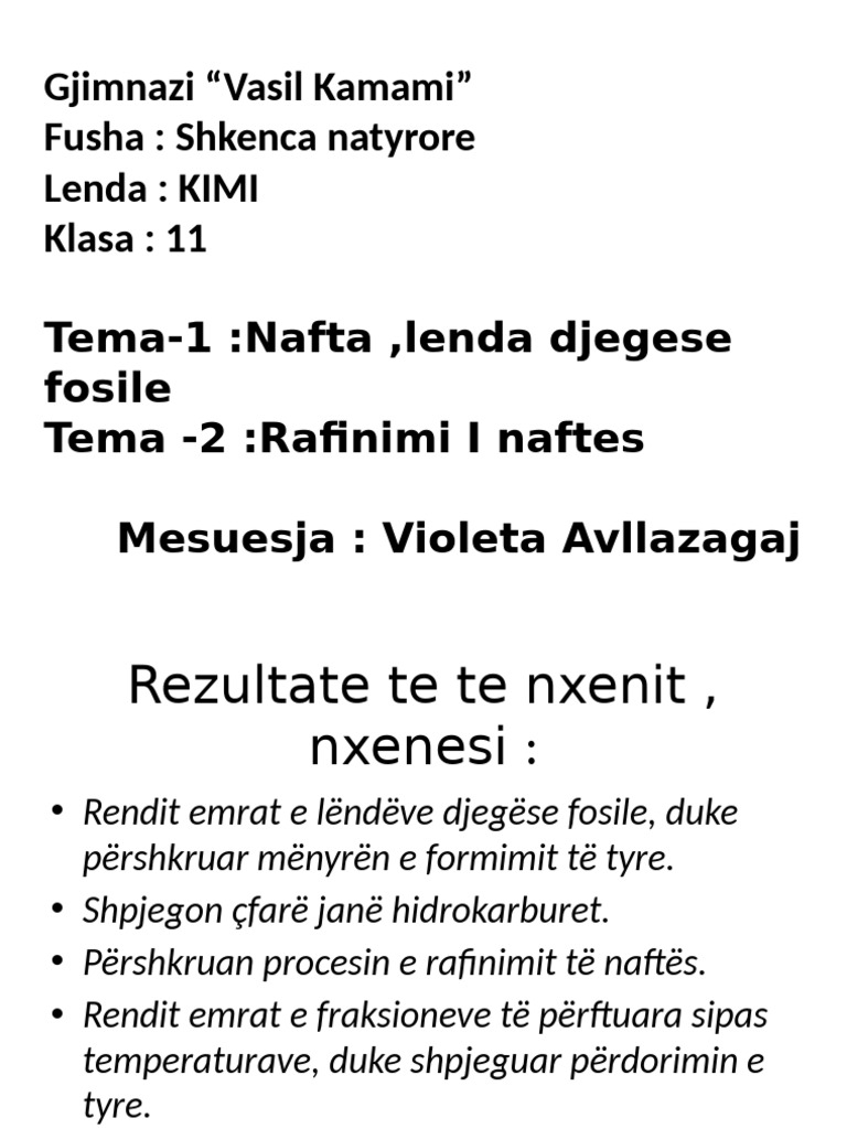 Kimi KL 11 Nafta Dhe Rafinimi I Saj | PDF