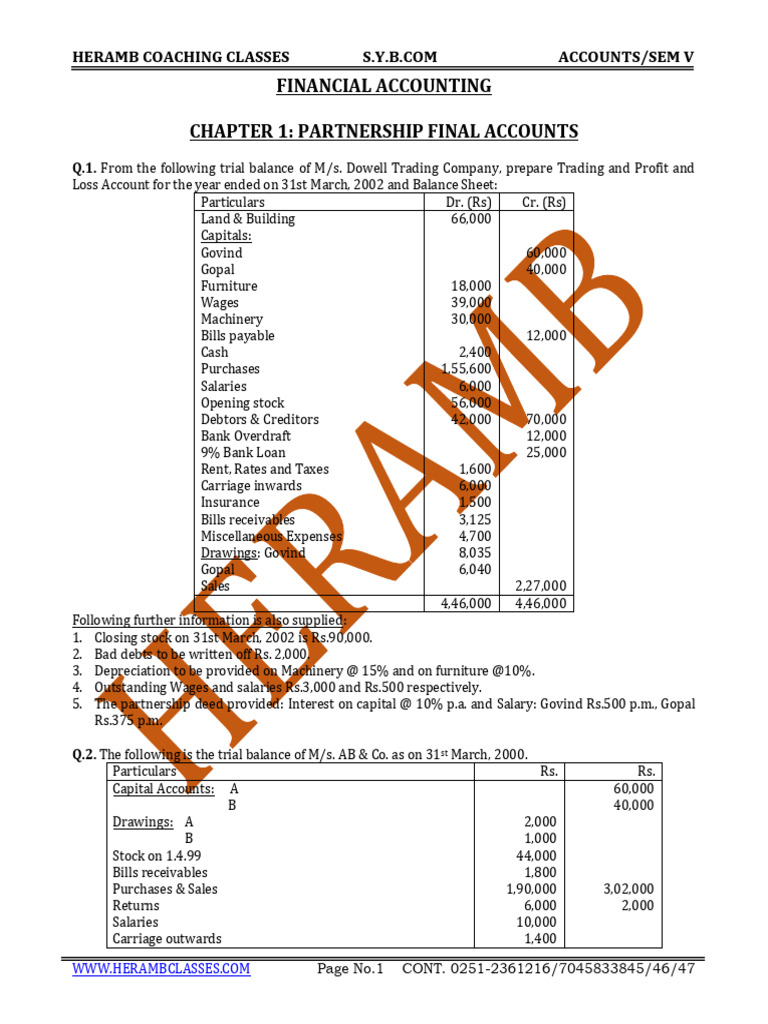 Partnership Final Accounts Preparation Guide | PDF | Debits And Credits | Expense