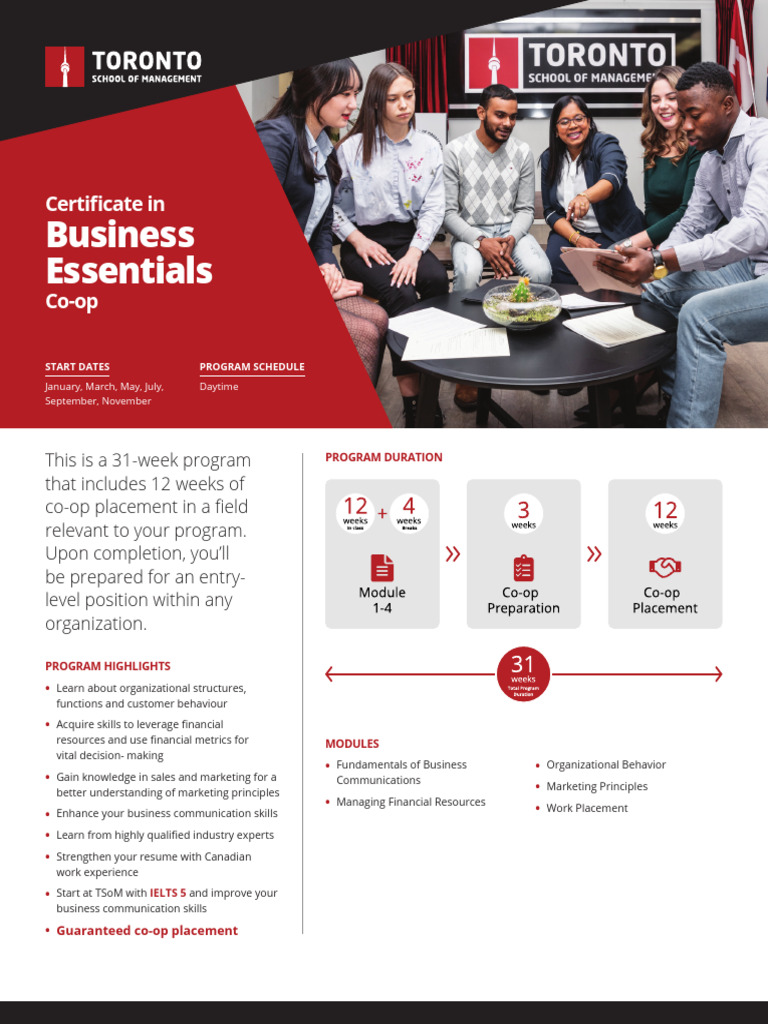 Certificate in Business Essentials Co-Op | PDF | Business