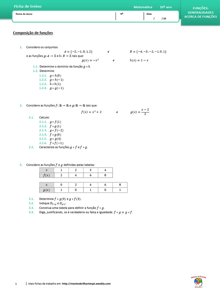 Composição de Funções | PDF | Funções e mapeamentos | Objetos matemáticos