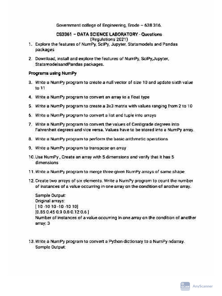 FDS Lab Questions | PDF