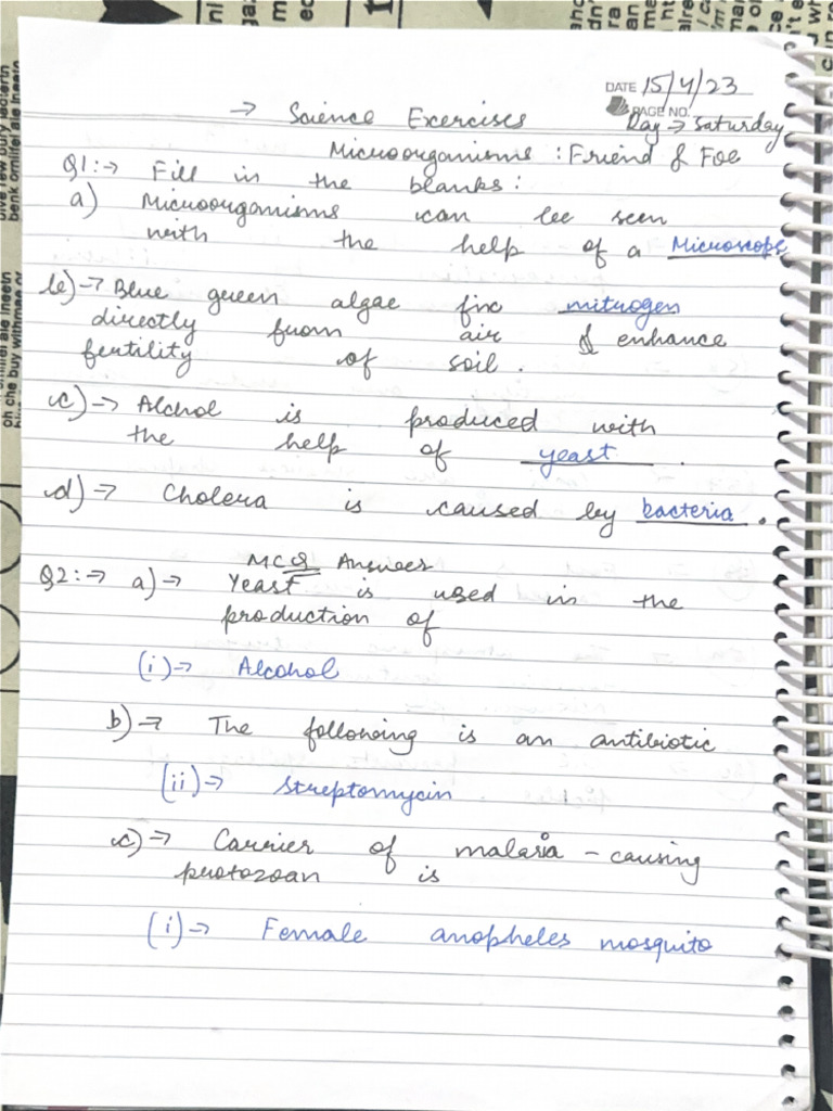 Science Homework Exercise of Book | PDF