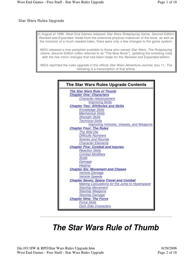 Star Wars Rules Upgrade | PDF | The Force (Star Wars) | Dice